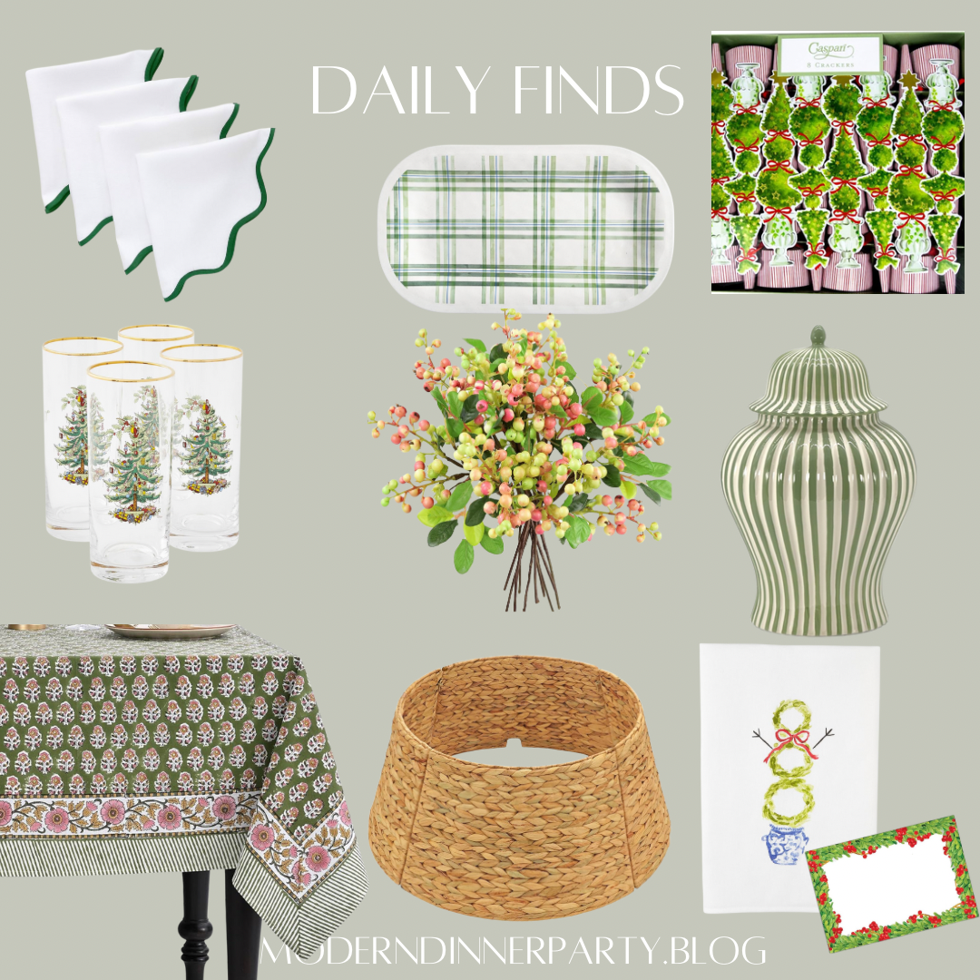 Pink and Green Subtle Christmas Tablescape – Modern Dinner Party